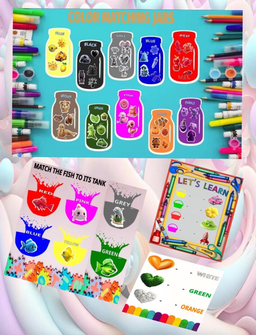 Color Sorting,matching Activity for Toddler Kids Color Printable, Home ...