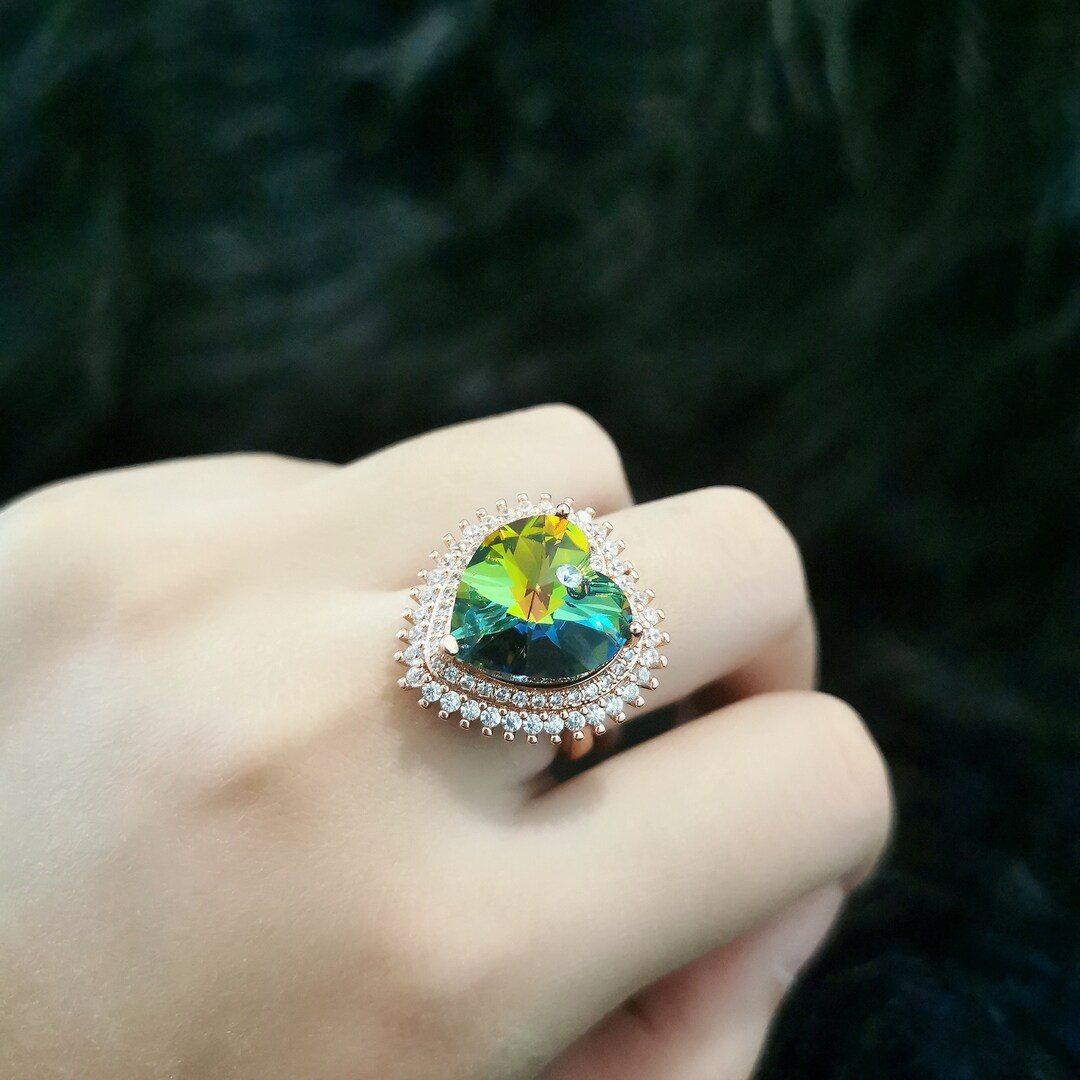 Heart-shaped Color-changing Ring for Women, S925, Dainty Silver Ring ...