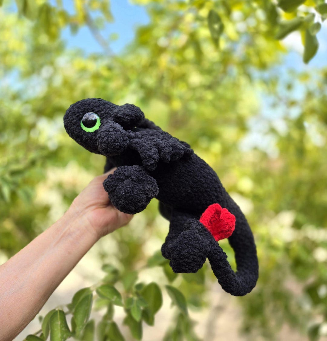 Handmade Dark Dragon Crocheted Plushie - Etsy
