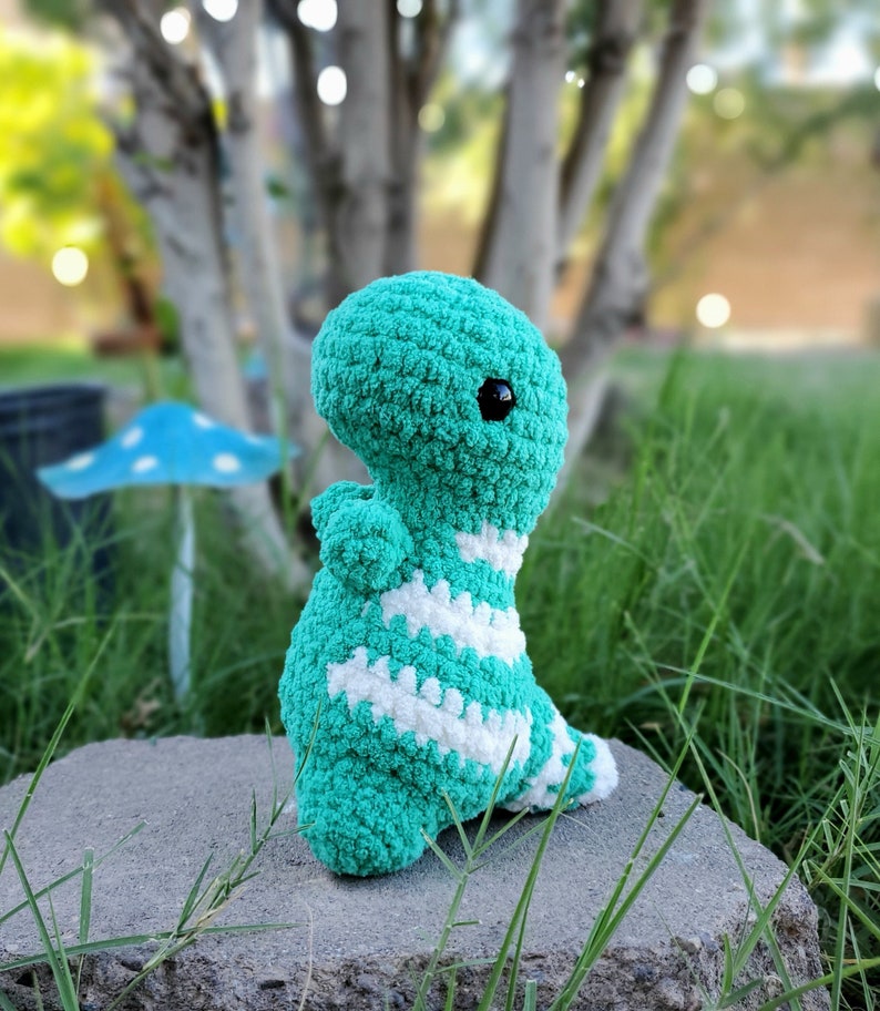 Handmade Striped T-rex Dinosaur Crocheted Plushie - Etsy