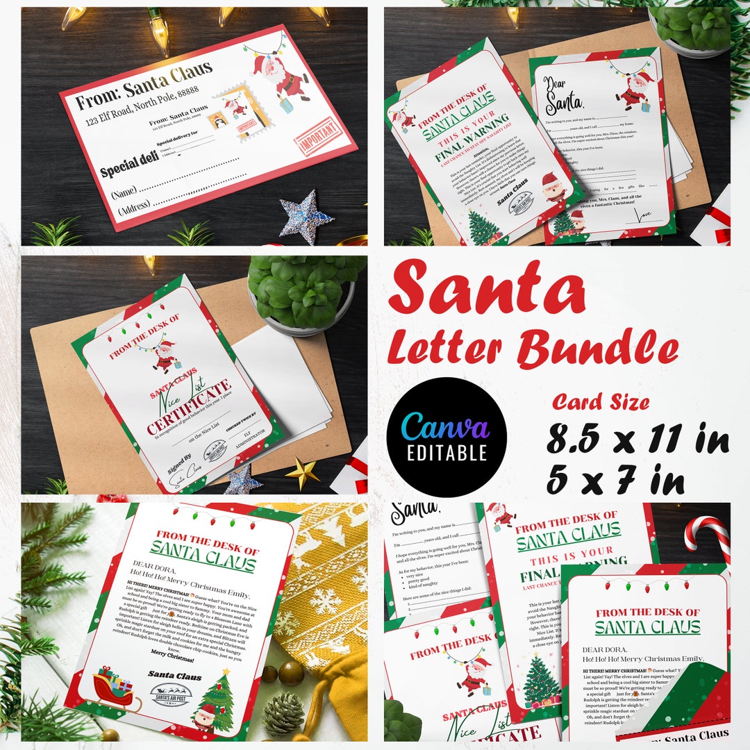 Letter From Santa Bundle, Santa Nice List Certificate, Printable Santa ...