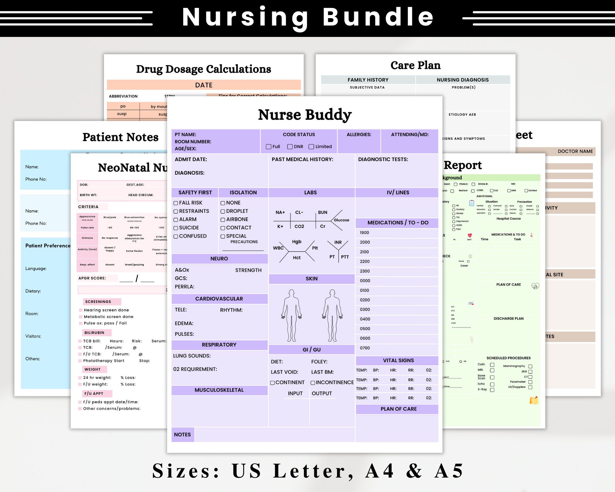 Nursing Report Sheet Nursing Care Plan Sample Template - Etsy