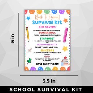 EDITABLE Back to School Survival Kit Gift Tags | Back to School Student ...
