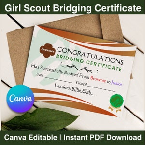 Editable Girl Scouts Bridging Certificate, Girl Scout Bridging to ...