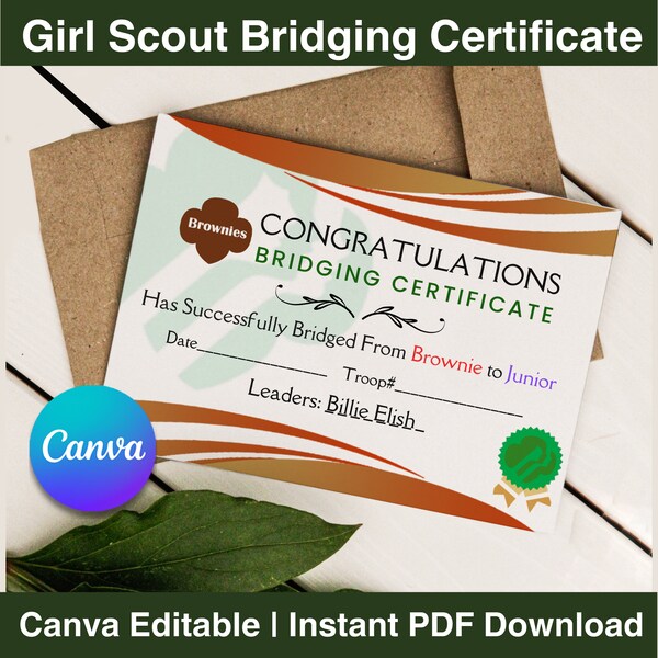 Girl Scout Bridging Certificate - Etsy