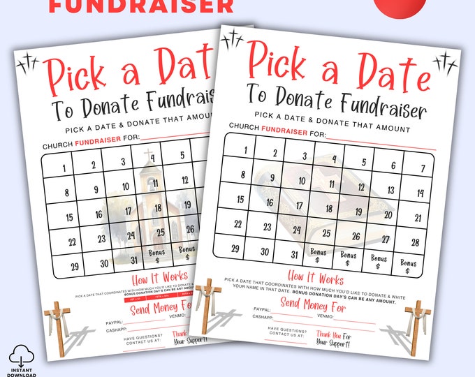 Church Fundraising Calendar, Pick a Date Donation Church Calendar ...
