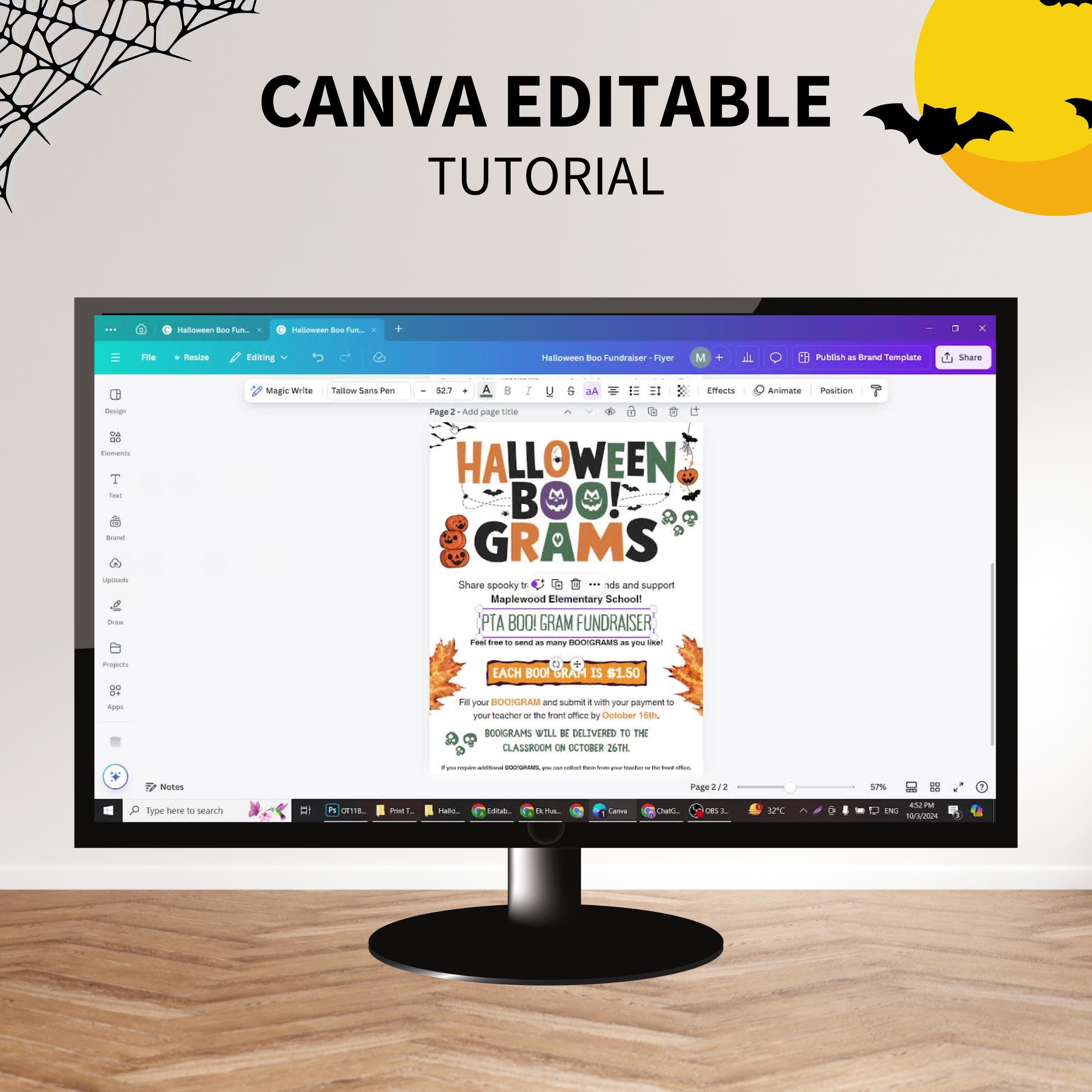 Editable Boo Grams Canva Template, Boo Grams Fundraising Kit, Editable ...
