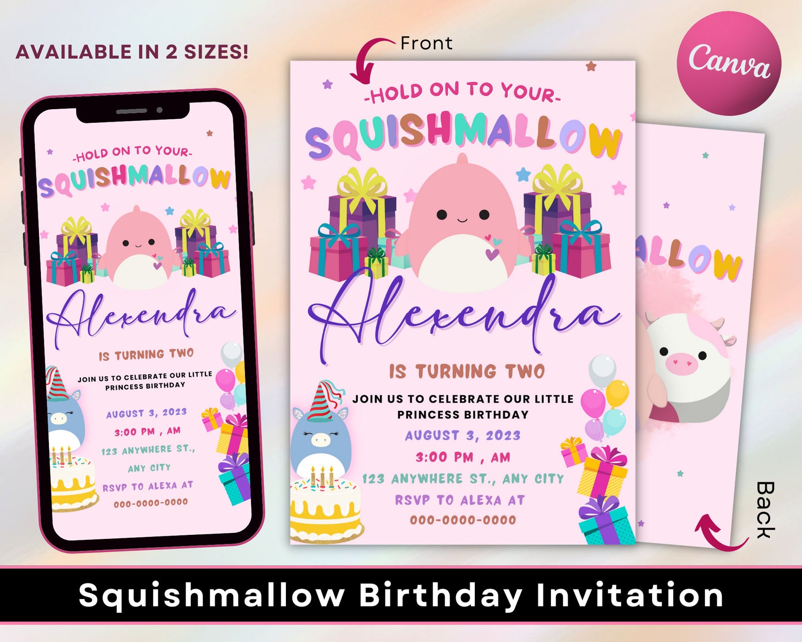 Self-editable 5x7 Squish Birthday Invite Kids Party Invitation - Etsy