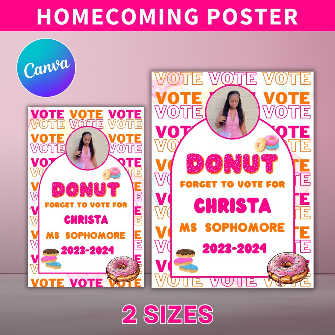 Donut Forget to Vote, Homecoming Queen Poster Sign, Class President ...