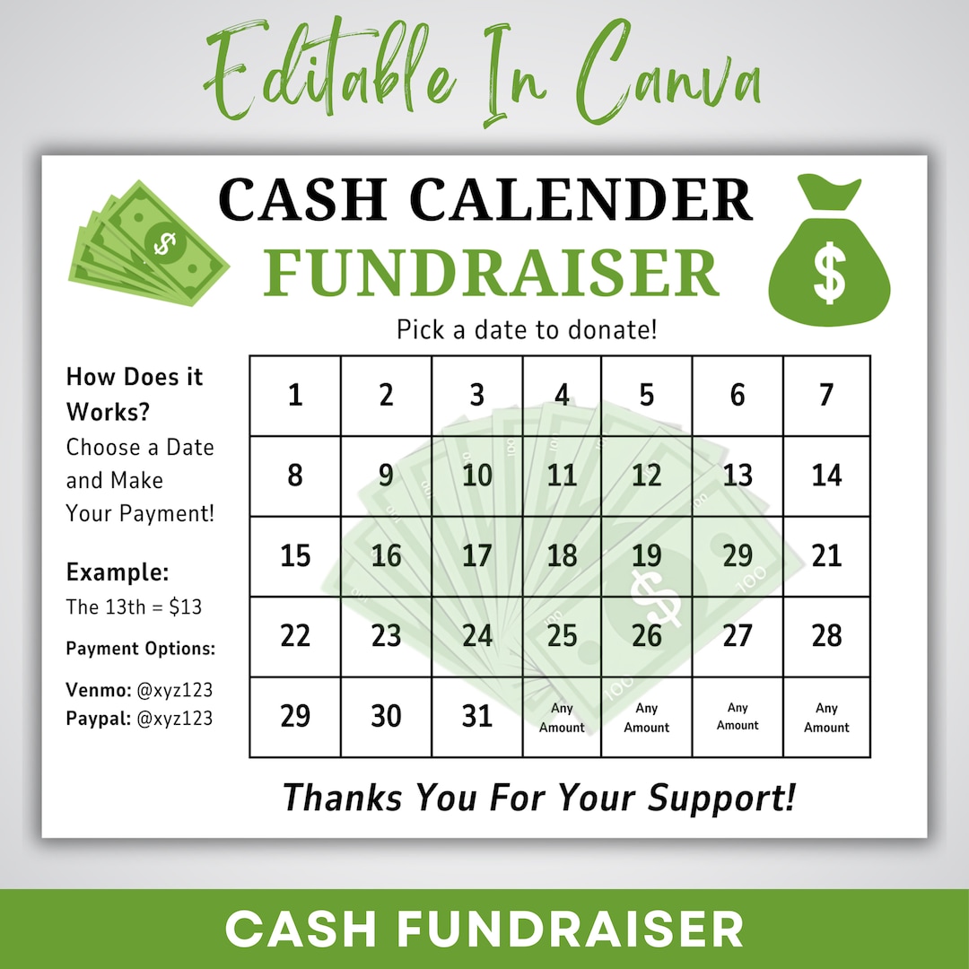 All Purpose Fundraiser Calendar, Pick A Date to Donate Fundraiser ...