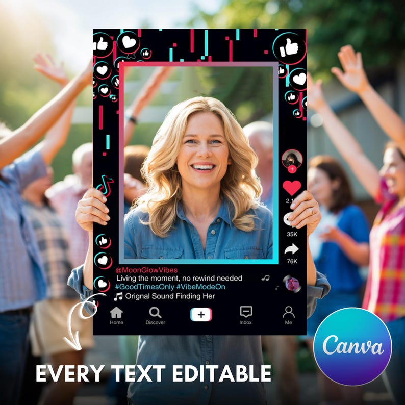 TIKTOK Selfie Frame Template, Social Media Photo Frame, Tiktok Photo ...