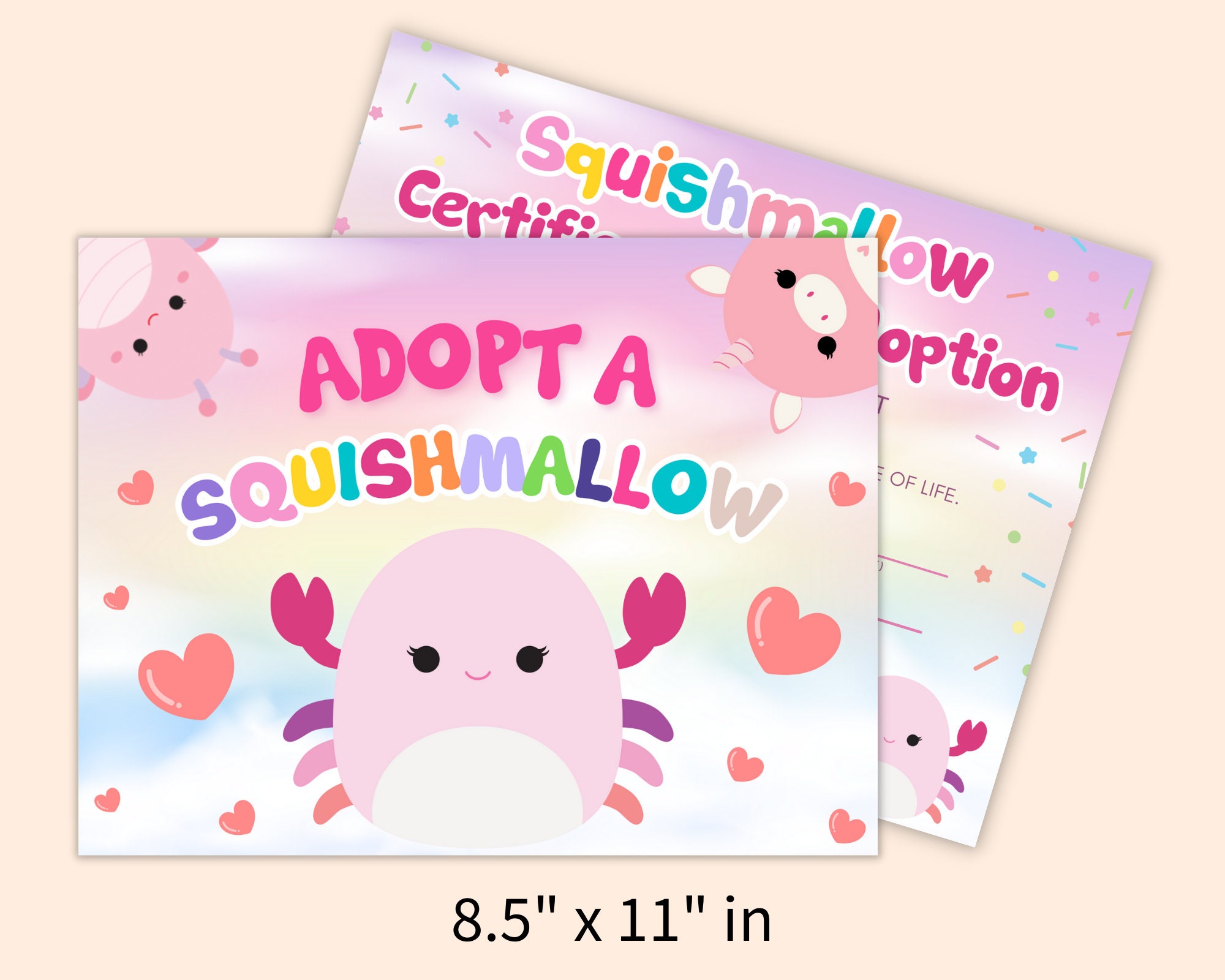Editable Squishmallow Adoption Certificate Adopt a Squish - Etsy Australia