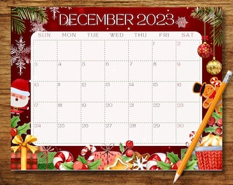 Fillable/editable December Calendar December 2023 Printable Calendar ...