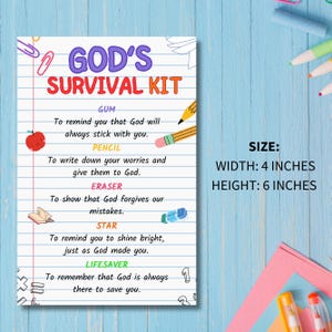 God Survival Kit, Editable Back to School Gift Tag, Christian School ...