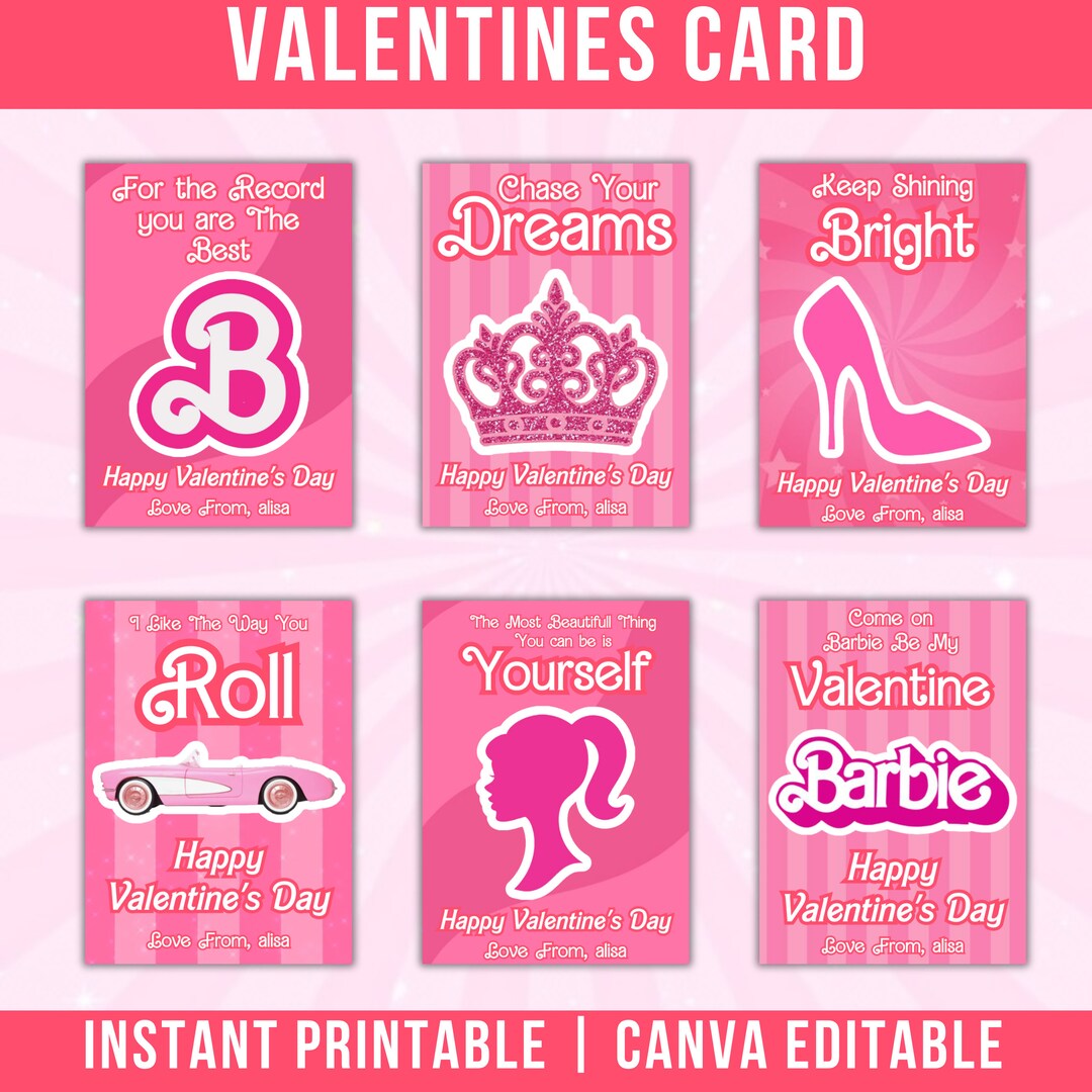 Printable Valentine's Day Cards, Girl Valentines Day Tag, Valentine ...