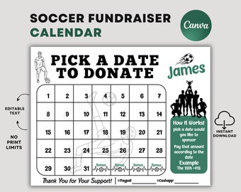 Editable Soccer Calendar Fundraiser Template | Clear the Board ...