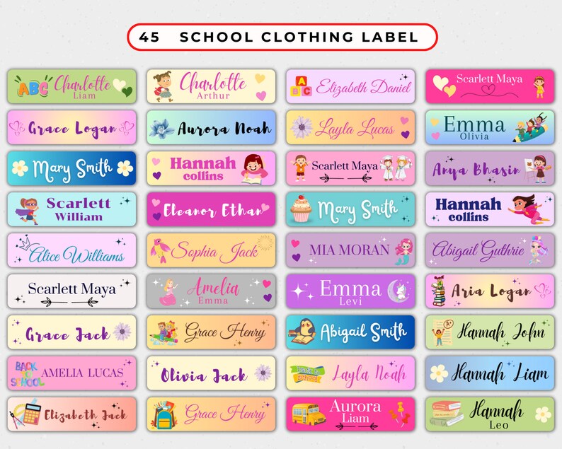 Back to School Clothing Labels Printable Clothing Labels - Etsy