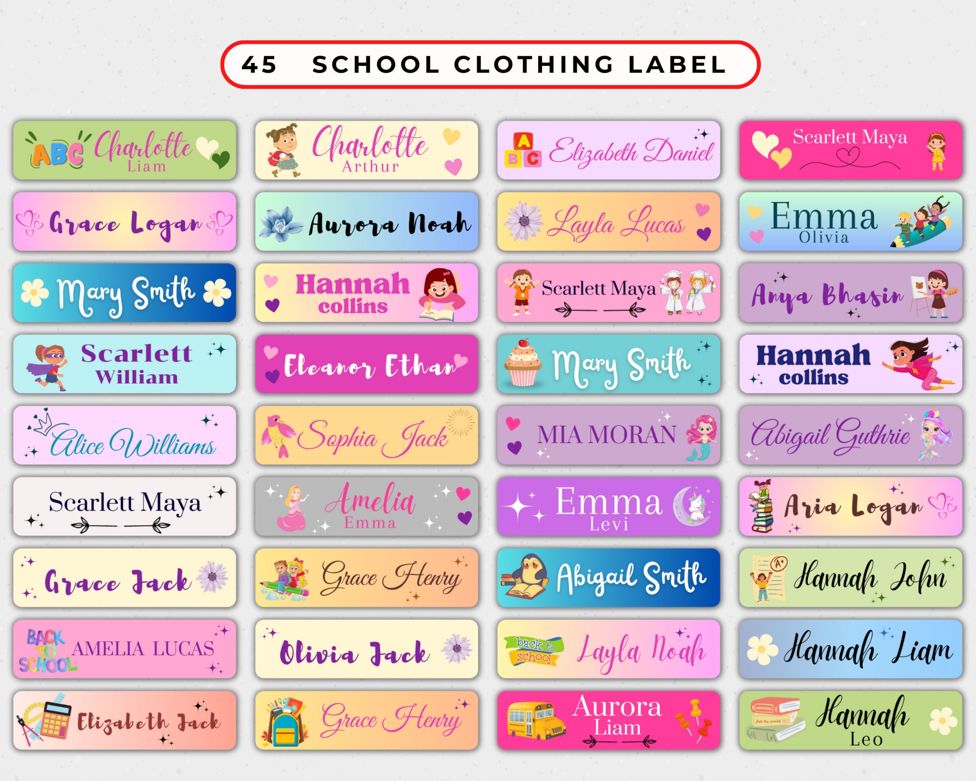 Back to School Clothing Labels Printable Clothing Labels - Etsy