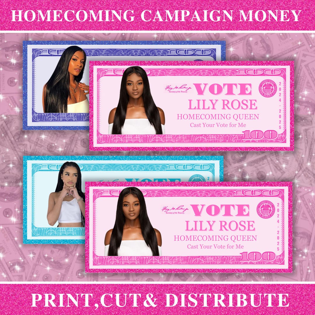 Editable Homecoming Campaign Money - Pink Fake Money (PDF File) - Etsy