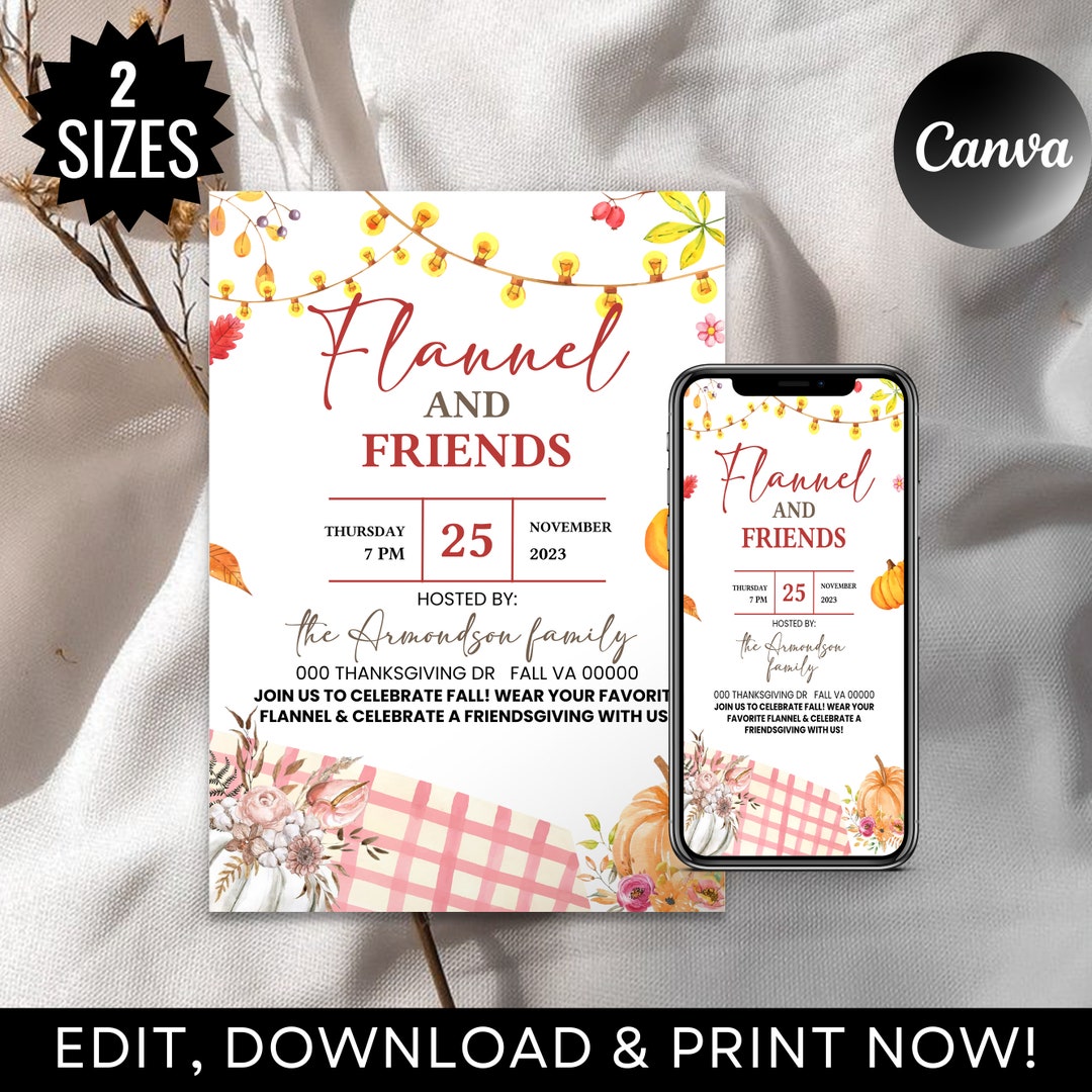 Flannel & Friends Invitation Friendsgiving Invitation - Etsy