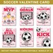 12 Soccer Valentine Cards, Soccer Boy Valentine Cards, Printable Kids ...