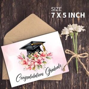 Printable Graduation Greeting Card, Floral Graduation Card ...
