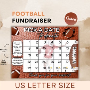 Editable Football Fundraiser Calendar, Calendar Fundraiser, Fundraiser ...