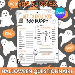 Editable Halloween Questionnaire Template, Get to Know Your Boo Buddy ...