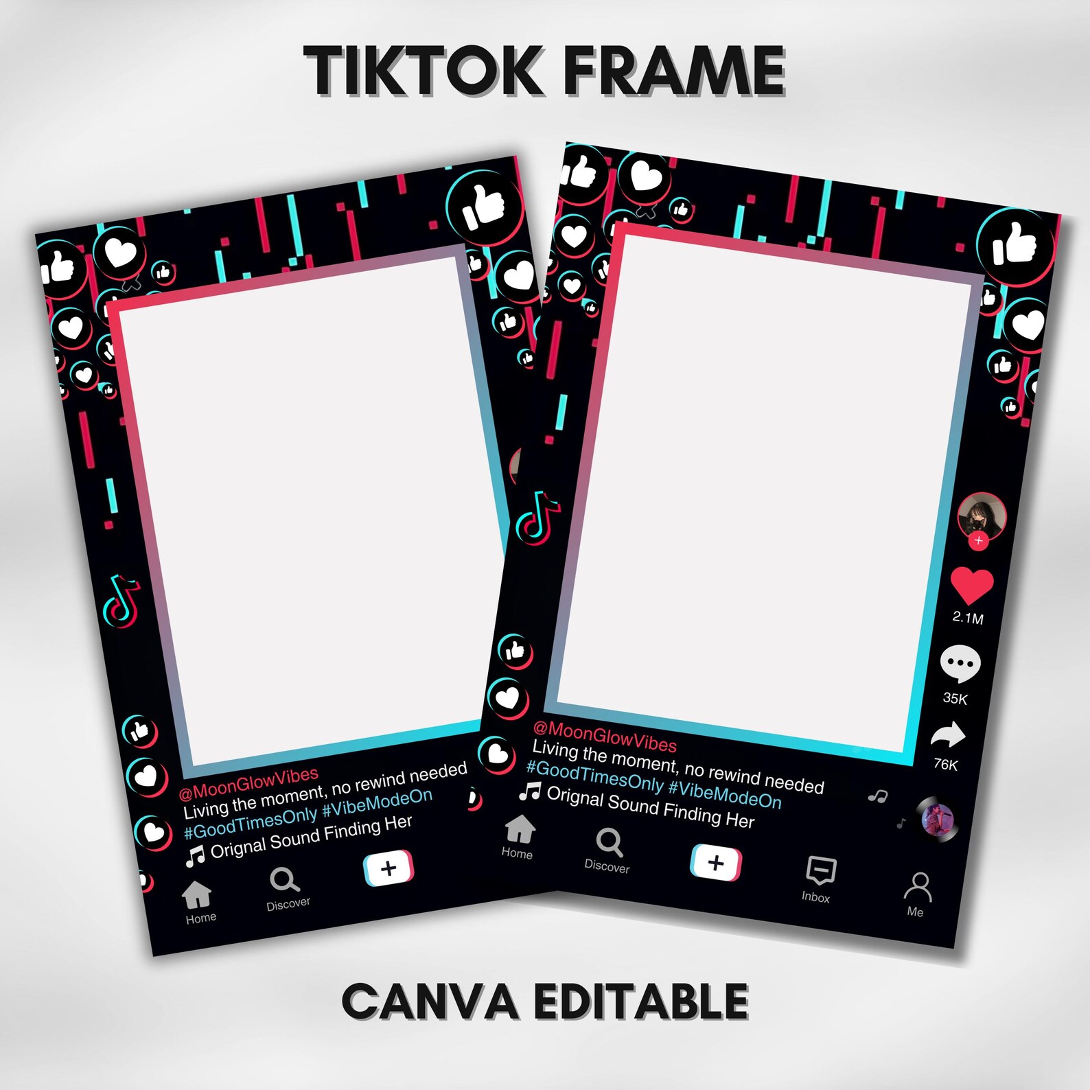 TIKTOK Selfie Frame Template, Social Media Photo Frame, Tiktok Photo ...