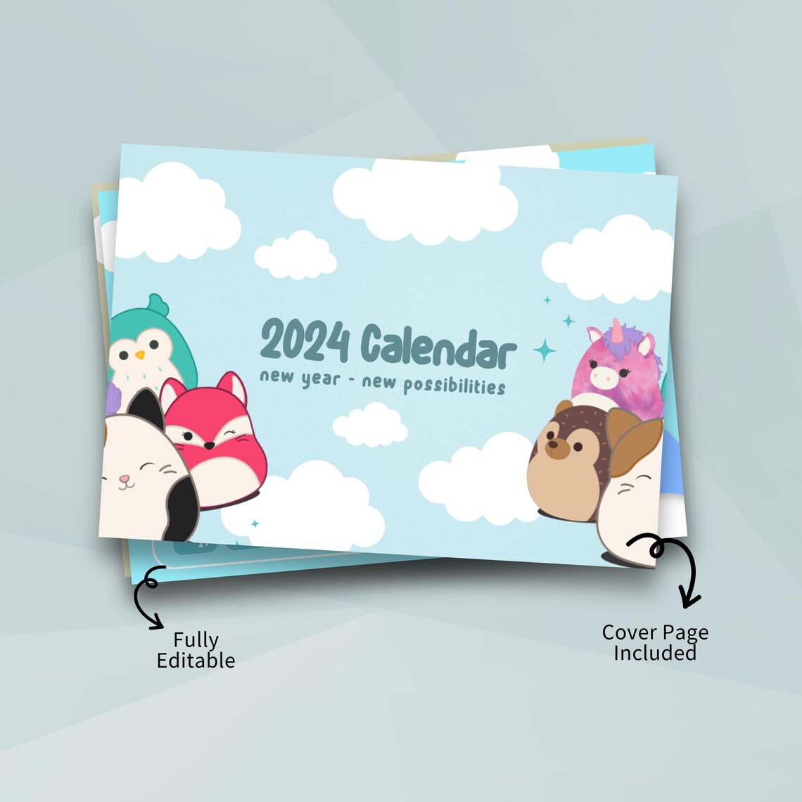 Squishmallows Monthly Calendar 2024 Squishmallow Calendar Template Cute ...