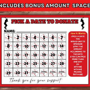 Editable Baseball Calendar Fundraiser Template Clear the Board ...