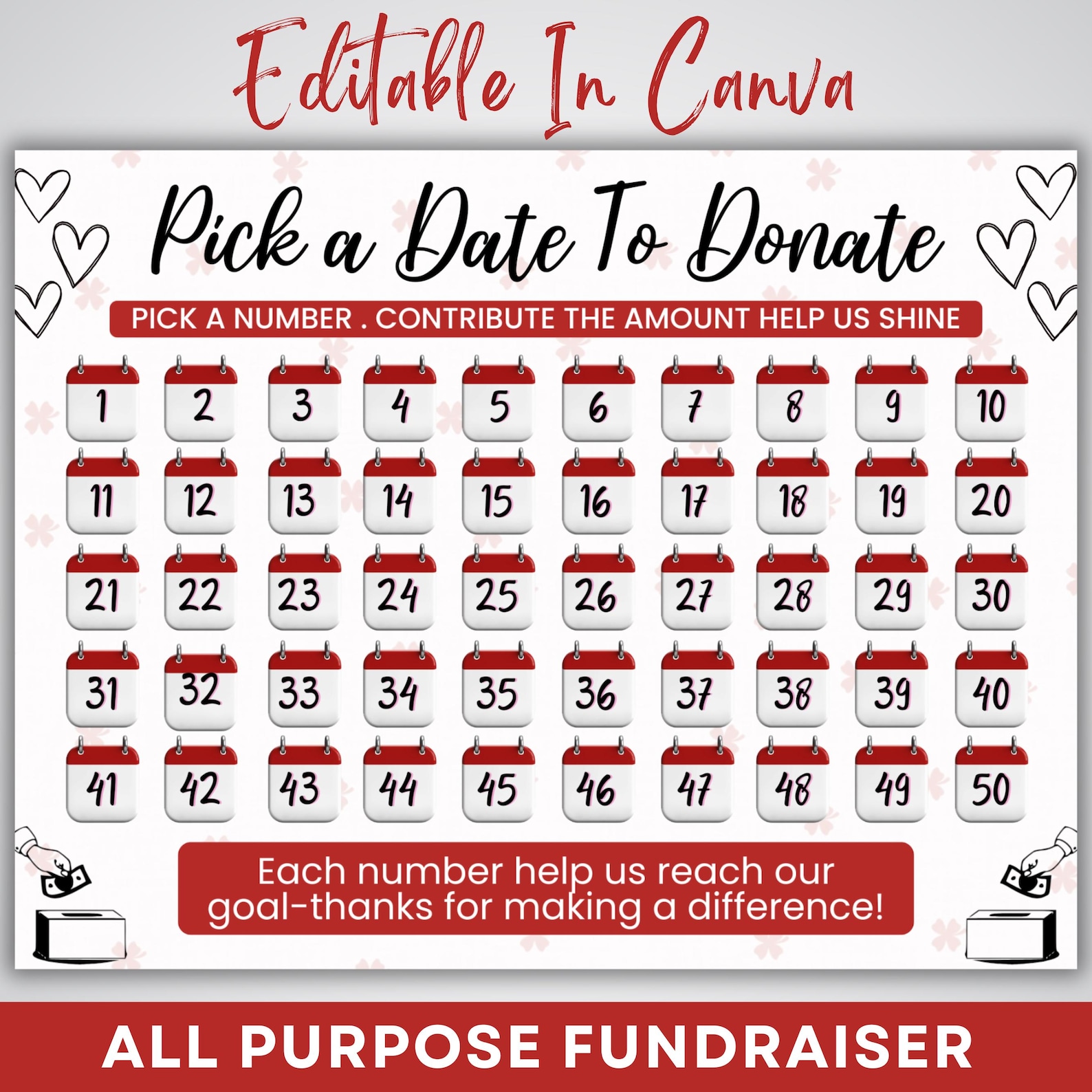All Purpose Fundraiser Calendar, Pick A Date to Donate, Calendar ...