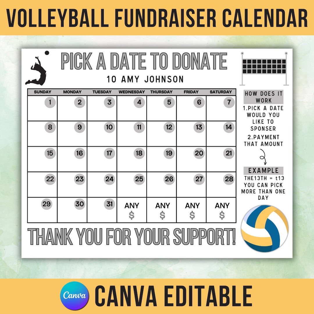 Volleyball Fundraiser, Pick a Date to Donate Volleyball, Volleyball ...