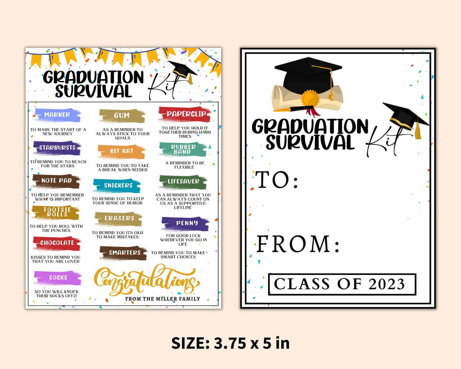 EDITABLE Graduation Survival Kit, After Graduation Survival Kit ...