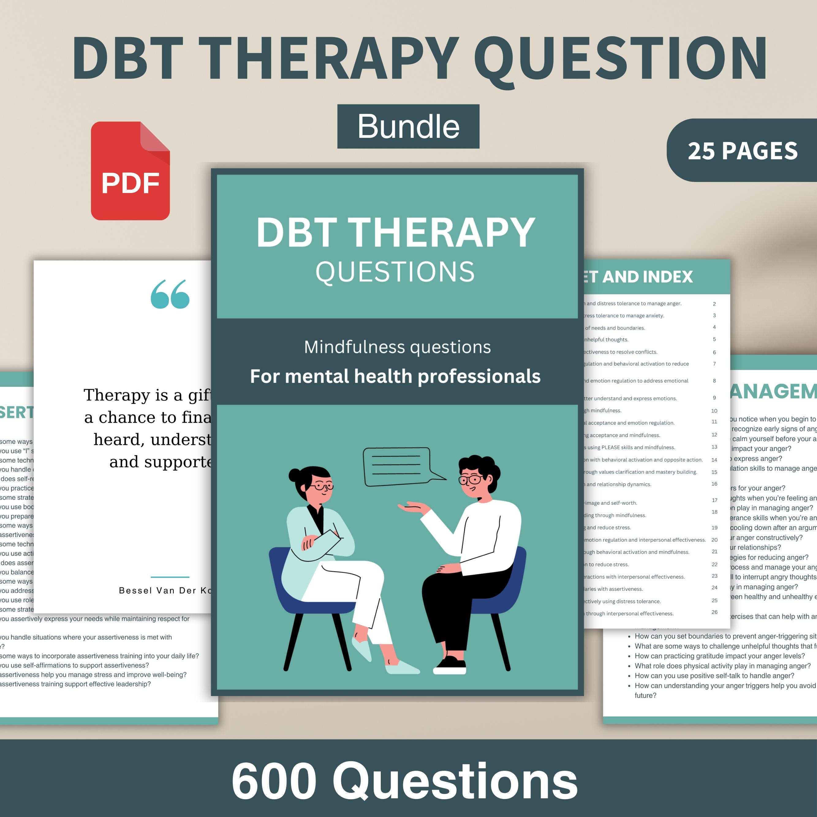 DBT Therapy Questions Bundle, Therapy Questions,therapy Session ...