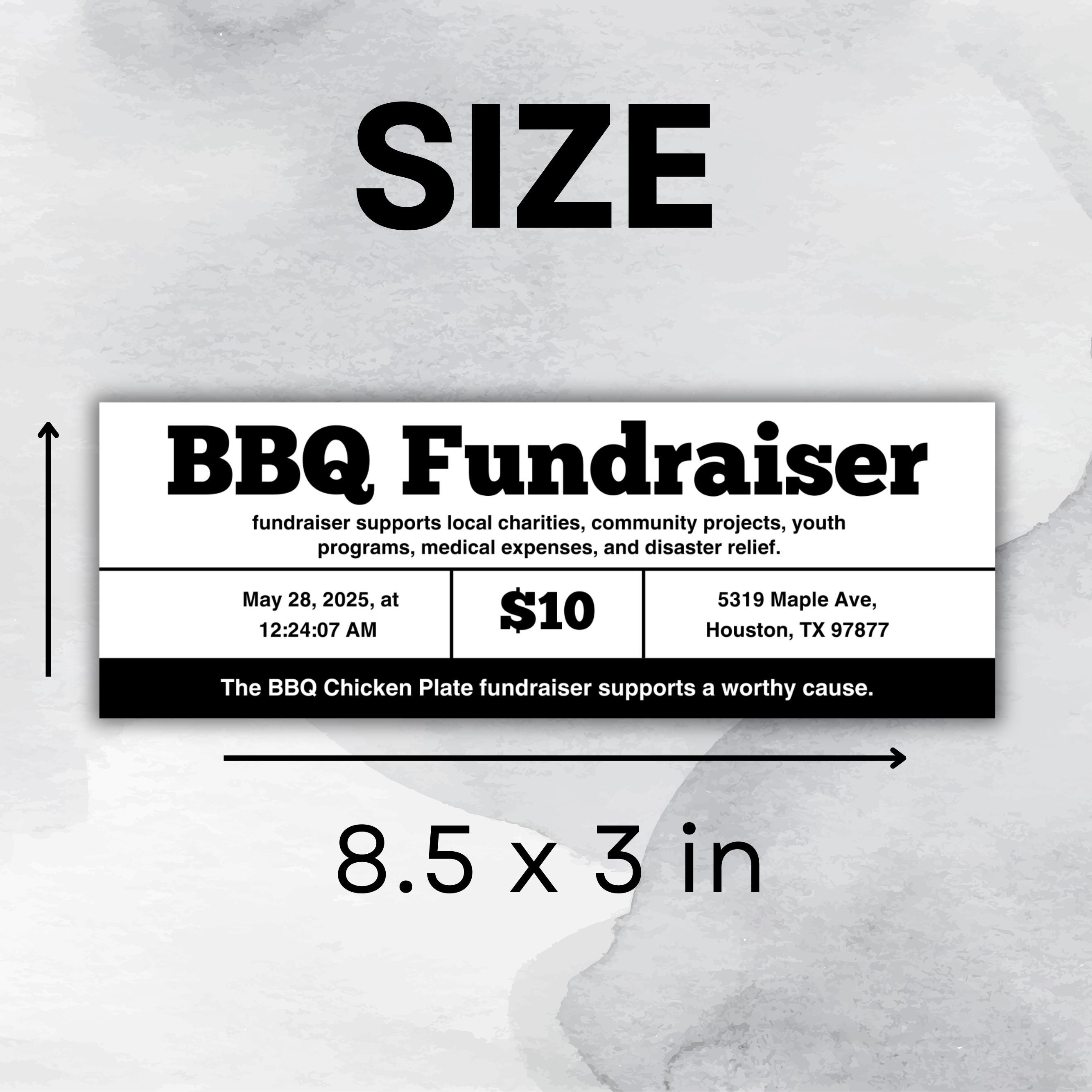 BBQ Fundraiser Ticket, Printable Fundraiser Ticket, Event Ticket ...
