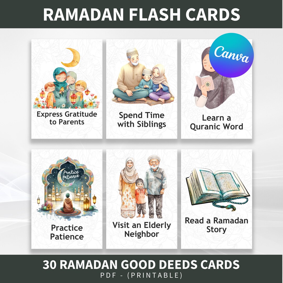 30 Ramadan Good Deeds Cards, Ramadan Islamic Games, Ramadan Flash Cards ...
