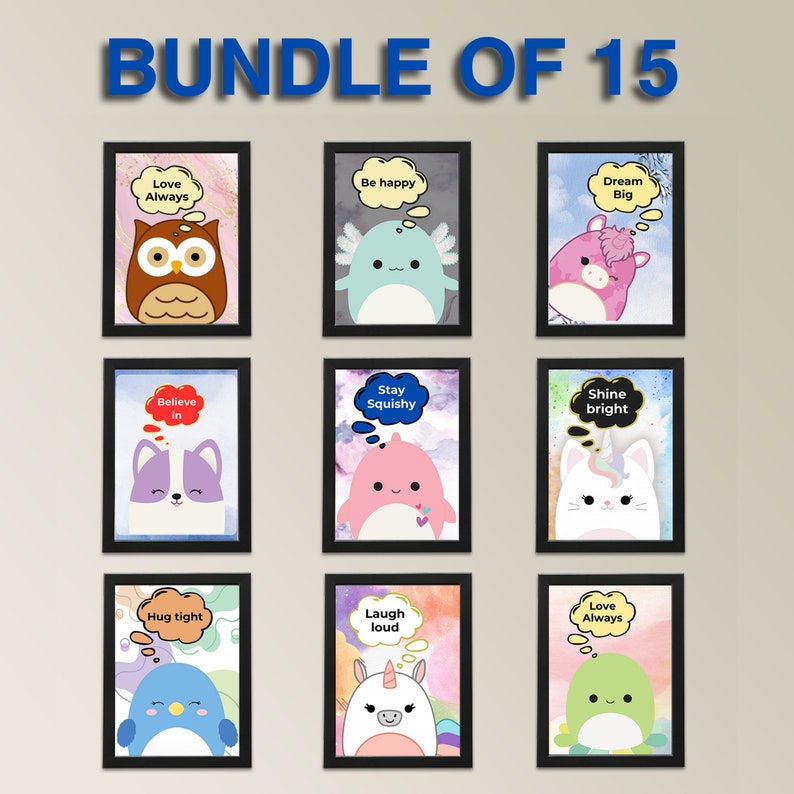 Squishmallows Art Print Set Printable, Squishmallows Quotes ...