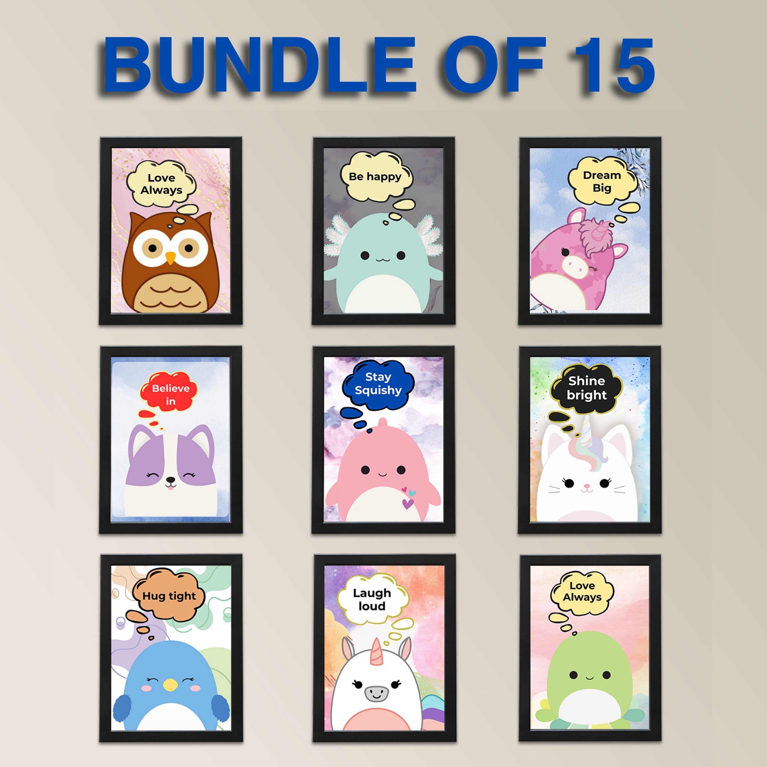 Squishmallows Art Print Set Printable, Squishmallows Quotes ...
