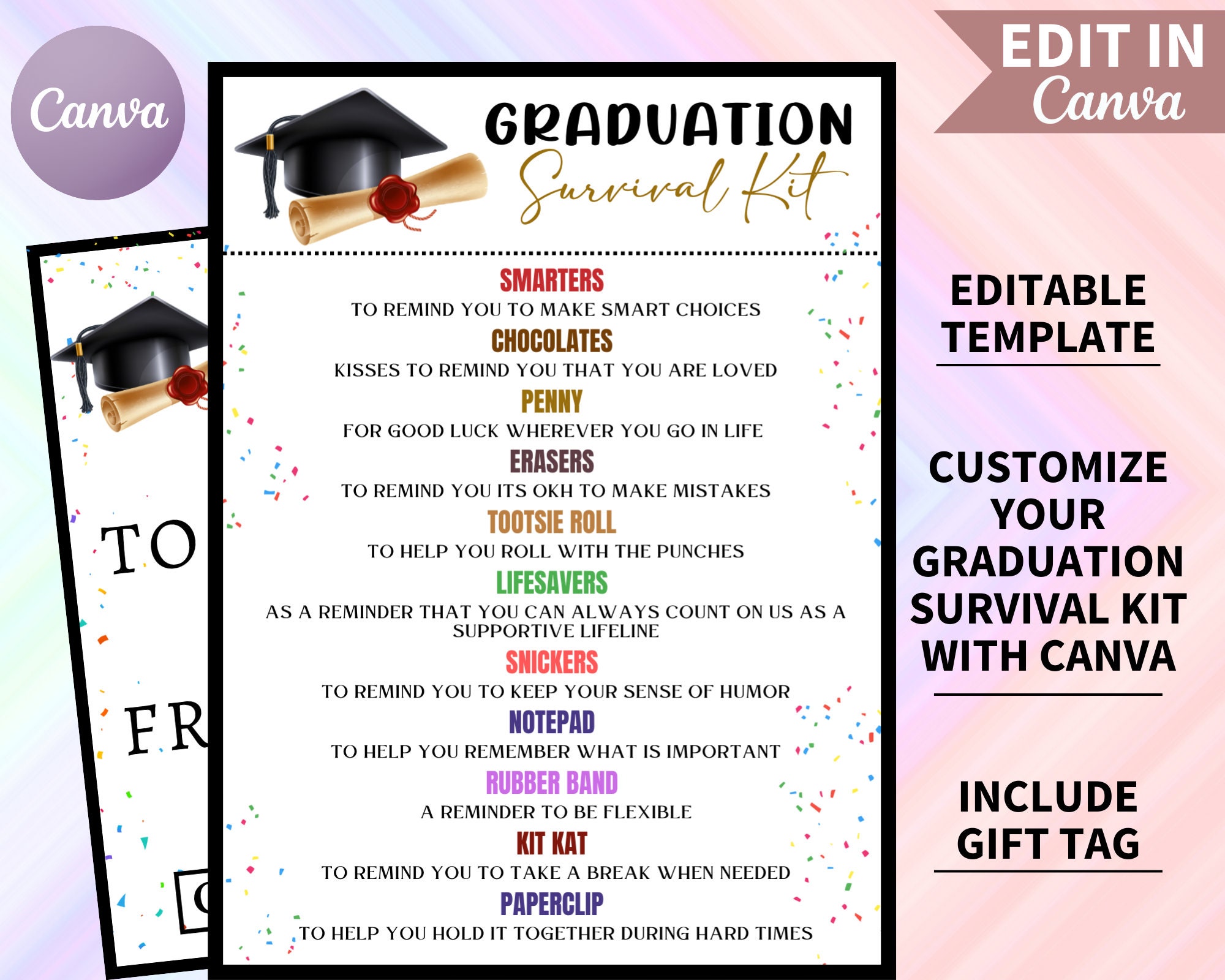 EDITABLE Graduation Survival Kit After Graduation Survival - Etsy Australia