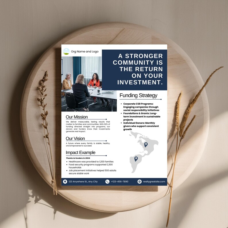 One Pager Nonprofit Canva Templates, Editable Impact Report, Corporate ...
