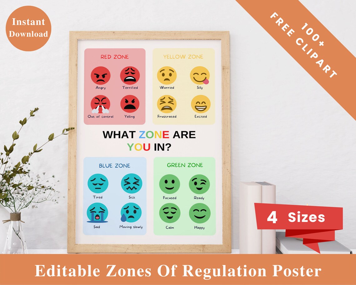 Zones of Regulation CBT DBT Poster Emotional Regulation - Etsy