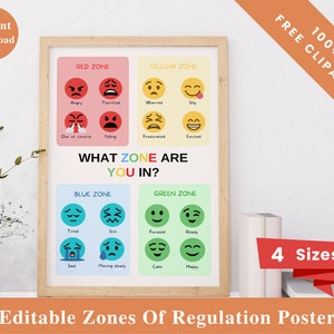 Zones of Regulation CBT DBT Poster Emotional Regulation - Etsy