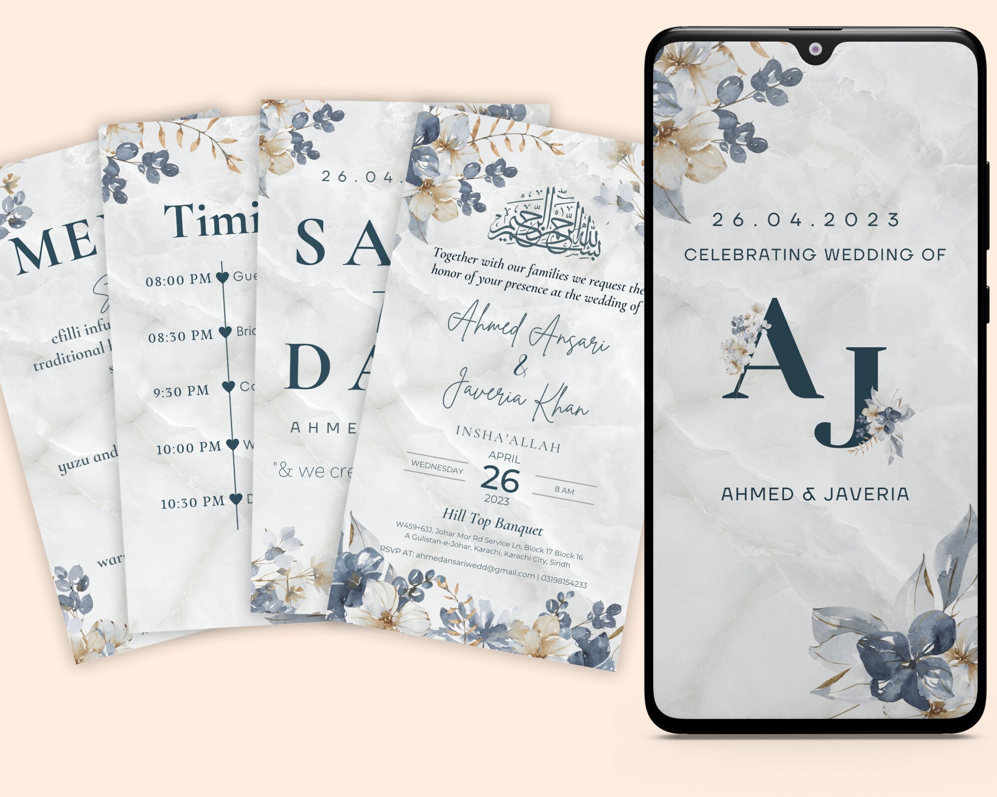 Editable Digital Muslim Wedding Invitation Template, Islamic Wedding ...