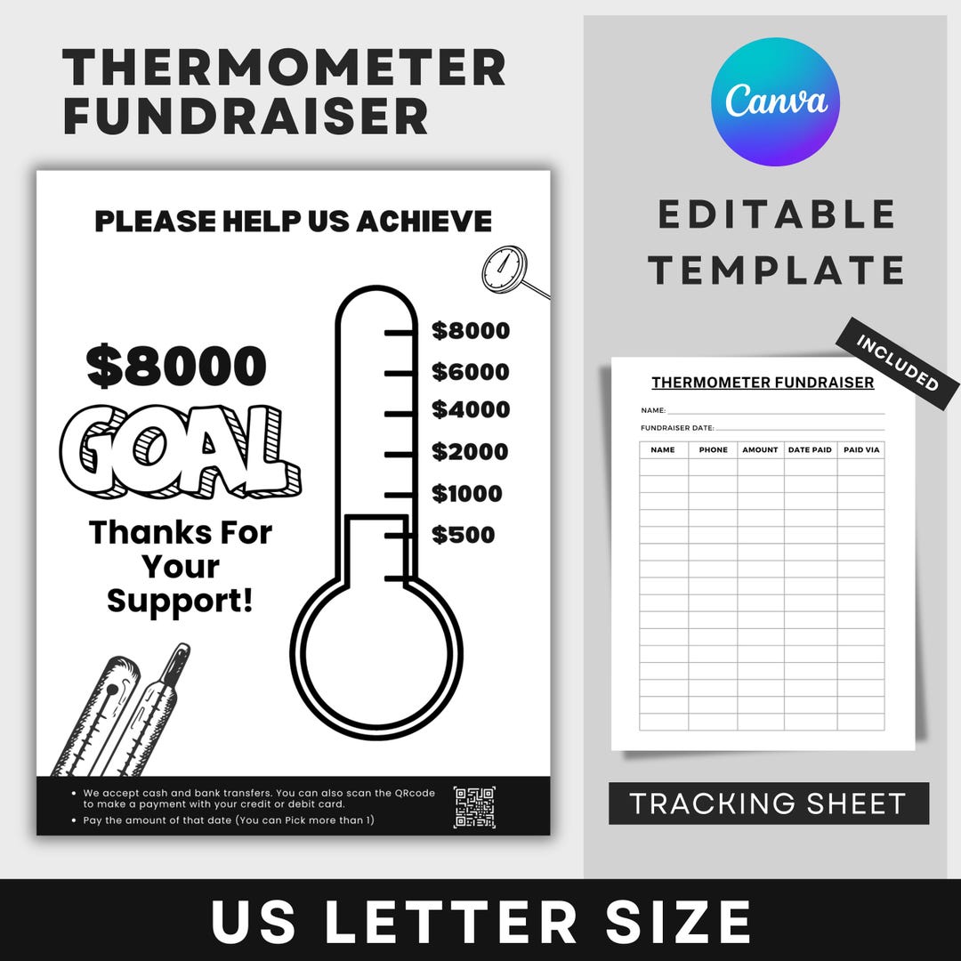 Fundraising Thermometer, Fundraising Goal Thermometer Calendar, Pick a ...