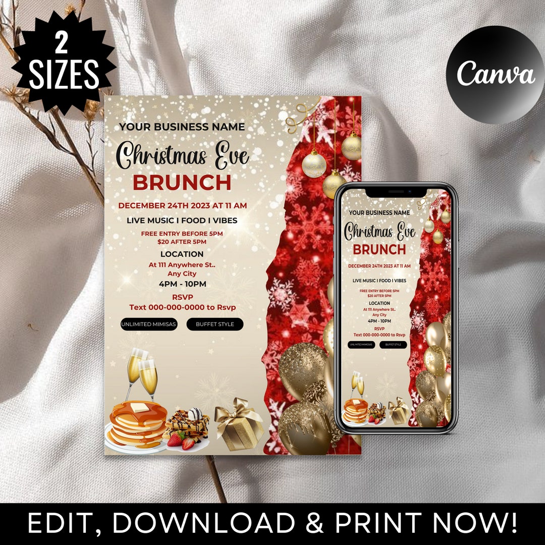 Christmas Brunch Invitation, Let's Brunch Invitation, Christmas Brunch ...