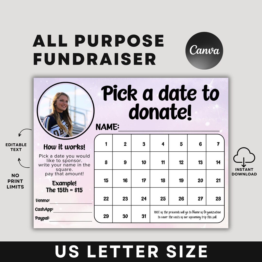 All Purpose Fundraiser Calendar, Pick A Date to Donate, Calendar ...