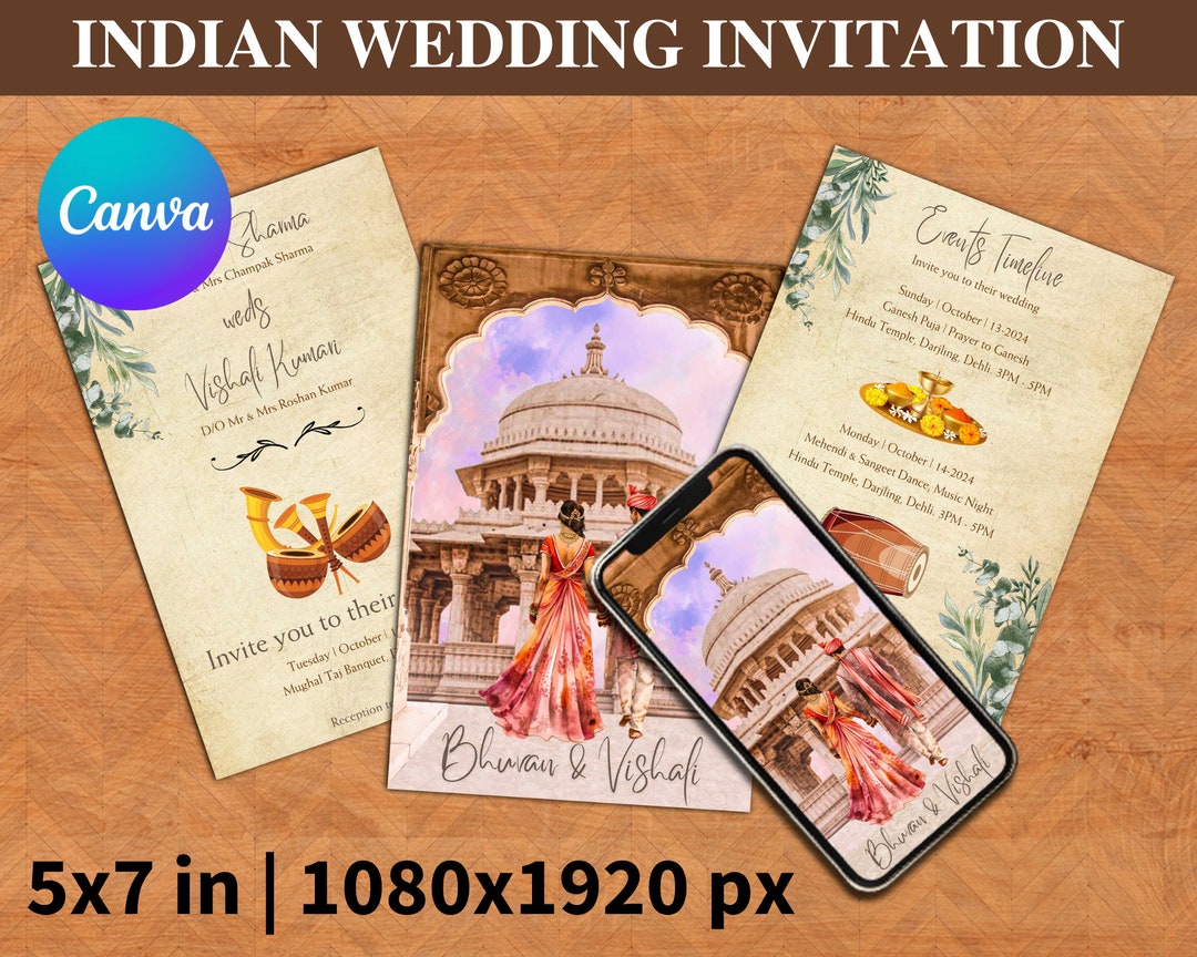 Indian Wedding Invitation, Hindu Ceremony Program & Indian Wedding ...