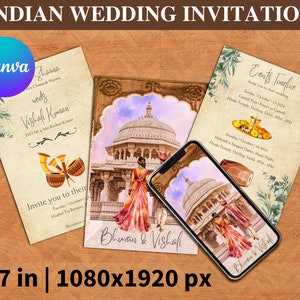 Indian Wedding Invitation, Hindu Ceremony Program & Indian Wedding ...