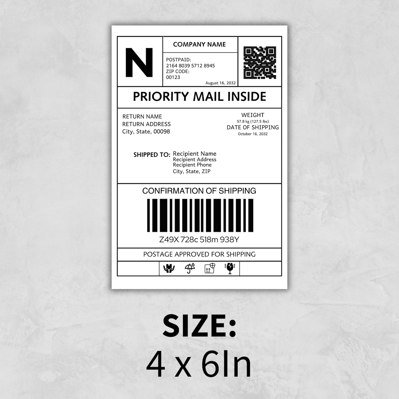 Fake Shipping Label Template, Shipping Label Template, Mail Shipping ...